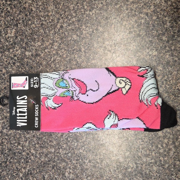 Disney | Accessories | Disney Villains Pink And Black Crew Socks | Poshmark